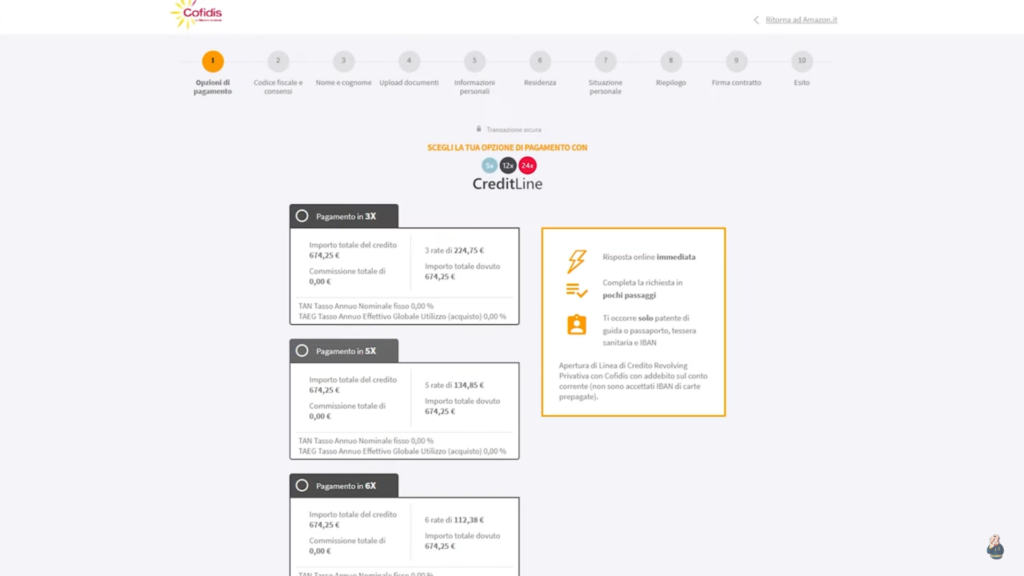 PAGARE a RATE su AMAZON a tasso ZERO, come funziona? FINO a 24 RATE con CREDIT LINE di COFIDIS ...